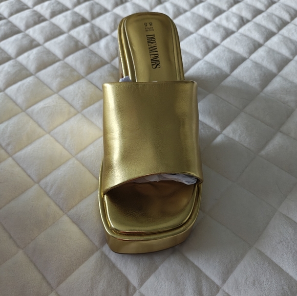 Dream Pairs | Shoes | Gold Platform Mule Square Toe Heels | Poshmark